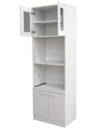 Kings Brand Furniture Danbury Tall Kitchen Pantry, Microwave Storage Cabinet, White, 23" W x 15" D x 70" H