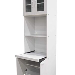 Kings Brand Furniture Danbury Tall Kitchen Pantry, Microwave Storage Cabinet, White, 23" W x 15" D x 70" H