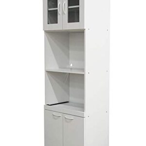 Kings Brand Furniture Danbury Tall Kitchen Pantry, Microwave Storage Cabinet, White, 23" W x 15" D x 70" H