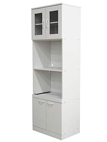 Kings Brand Furniture Danbury Tall Kitchen Pantry, Microwave Storage Cabinet, White, 23" W x 15" D x 70" H