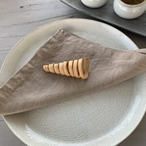 Linen Napkins –100% French Flax – Stonewashed Pure Linen Cloth Napkins - Size 18 Inch x 18 Inch – Set of 4 (Natural Rustic Taupe)