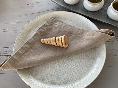 Linen Napkins –100% French Flax – Stonewashed Pure Linen Cloth Napkins - Size 18 Inch x 18 Inch – Set of 4 (Natural Rustic Taupe)