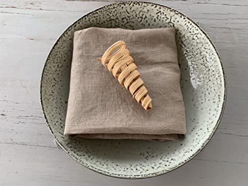 Linen Napkins –100% French Flax – Stonewashed Pure Linen Cloth Napkins - Size 18 Inch x 18 Inch – Set of 4 (Natural Rustic Taupe)