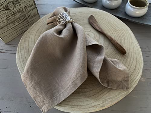 Linen Napkins –100% French Flax – Stonewashed Pure Linen Cloth Napkins - Size 18 Inch x 18 Inch – Set of 4 (Natural Rustic Taupe)