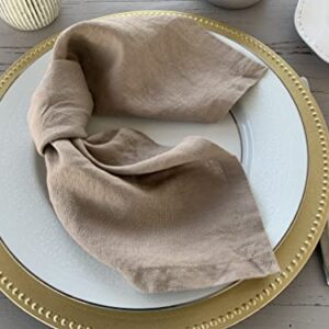 Linen Napkins –100% French Flax – Stonewashed Pure Linen Cloth Napkins - Size 18 Inch x 18 Inch – Set of 4 (Natural Rustic Taupe)