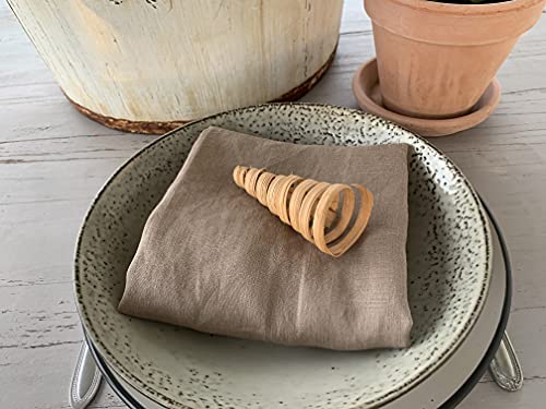 Linen Napkins –100% French Flax – Stonewashed Pure Linen Cloth Napkins - Size 18 Inch x 18 Inch – Set of 4 (Natural Rustic Taupe)