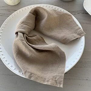 Linen Napkins –100% French Flax – Stonewashed Pure Linen Cloth Napkins - Size 18 Inch x 18 Inch – Set of 4 (Natural Rustic Taupe)