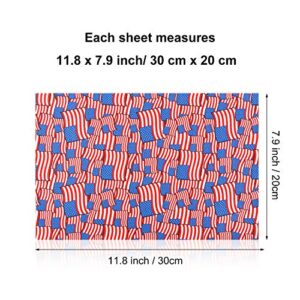 10 Pieces Fourth of July Independence Day Faux Leather Sheets, American Flags Printed PU Synthetic Leather Fabric for DIY Earrings Hair Bows and Craft Making, 7.9 x 11.8 Inch