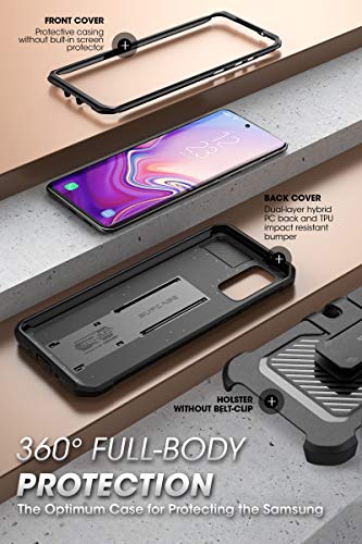 SUPCASE UB Pro Series Designed for Samsung Galaxy S20 5G Case, Built-in Screen Protector with Full-Body Rugged Holster & Kickstand for Galaxy S20 (2020 Release) (Black)