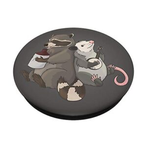 Opossum and Raccoon playing banjo and jug instruments PopSockets Swappable PopGrip