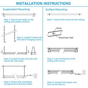 LEONLITE 4FT LED Utility Shop Light, 40W Motion Sensor Plug in Linkable Light Fixtures, 4000lm, 5000K Daylight, Suspension & Flush Mount, for Garage, Workshop, FCC, ES, ETL Certified, Pack of 4