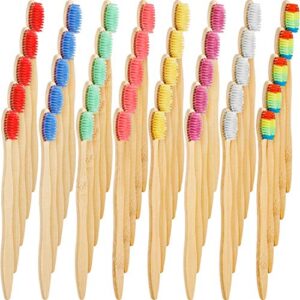 40 pieces bamboo toothbrushes charcoal toothbrush biodegradable tooth brush natural bamboo toothbrushes with bpa-free nylon bristles in 8 colors