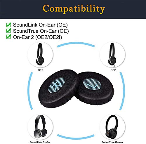 SOULWIT Ear Pads Cushions Replacement for Bose On-Ear 2 (OE2 & OE2i)/ SoundTrue On-Ear (OE)/ SoundLink On-Ear (OE) Headphones, Earpads with Softer Leather, Noise Isolation Foam