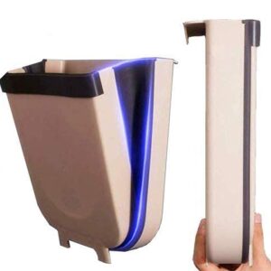 2pcs Hanging Trash Can for Kitchen Cabinet Door, Foldable Waste Bins Hanging Trash Holder for Bathroom Bedroom Office Car Portable Home Outdoor Garbage Can