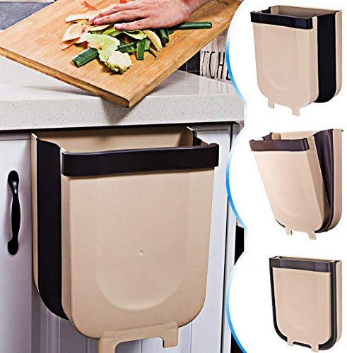 2pcs Hanging Trash Can for Kitchen Cabinet Door, Foldable Waste Bins Hanging Trash Holder for Bathroom Bedroom Office Car Portable Home Outdoor Garbage Can