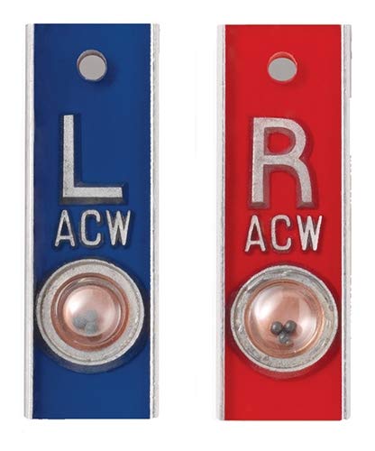 Aluminum X-Ray Markers with Bead Positioners - Blue/Red, Left & Right Set, 1/2" Lead Letters"L" &"R"