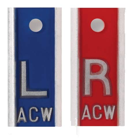 Aluminum X-Ray Markers with Bead Positioners - Blue/Red, Left & Right Set, 1/2" Lead Letters"L" &"R"