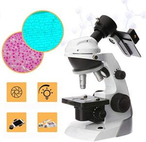 swift microscope for kids children student 60x-200x,compound monocular microscope with 42 pcs accessories including smartphone adapter, 10 pcs blank slides for beginners