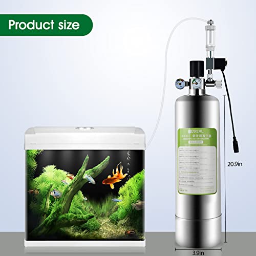 ZRDR CO2 Generator System Carbon Dioxide 2L with Dual Gauge Display Pressure Gauge Automatic Pressure Relief Valve Bubble Counter for Plants Aquarium, Stable Output