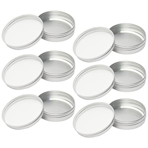 Othmro 6Pcs 3.4oz Metal Round Tins Aluminum Tin Cans Jar Refillable Containers 100ml Tin Cans Tin Container Bottle with Screw Lid for Salve Spices Lip Balm Tea Candies Silver 83×23mm