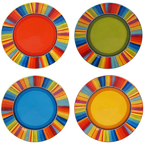 Certified International Sierra Dinner Plate, Set of 4 Assorted Designs, Multicolored, Large