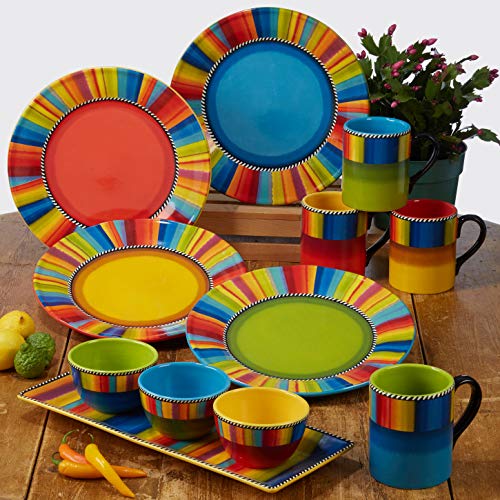 Certified International Sierra Dinner Plate, Set of 4 Assorted Designs, Multicolored, Large