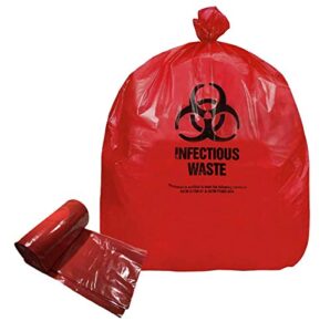 resilia medical - biohazard bags - hazardous waste disposal, meets dot astm standards for hospital use, red, 40-45 gallon, 40x46 inches, 20 bags