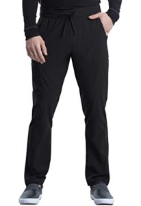 cherokee iflex men scrubs pant tapered leg drawstring cargo ck006, m, black