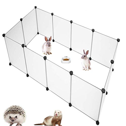 PINVNBY Pet Playpen Portable Small Animals Play Pen Rabbit Cage for Outdoor Indoor DIY Wire Fence for Hamster, Guinea Pig (45 * 35cm/12Pieces)