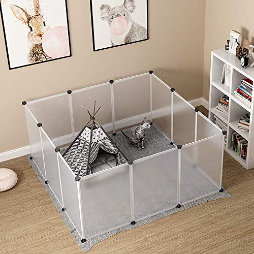 PINVNBY Pet Playpen Portable Small Animals Play Pen Rabbit Cage for Outdoor Indoor DIY Wire Fence for Hamster, Guinea Pig (45 * 35cm/12Pieces)