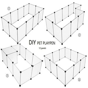 PINVNBY Pet Playpen Portable Small Animals Play Pen Rabbit Cage for Outdoor Indoor DIY Wire Fence for Hamster, Guinea Pig (45 * 35cm/12Pieces)