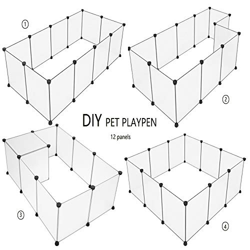 PINVNBY Pet Playpen Portable Small Animals Play Pen Rabbit Cage for Outdoor Indoor DIY Wire Fence for Hamster, Guinea Pig (45 * 35cm/12Pieces)