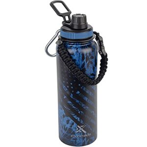 Extremus Deluge Stainless Steel Vacuum Insulated Sports Water Bottle with 100% Leak-Proof Travel Lid, Paracord Survival Handle, 32 oz, Prym1 Blue Flag