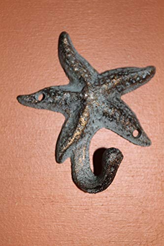 Bronze Look Cast Iron Nautical Towel Hooks, Starfish Mermaid Seahorse Anchor Designs