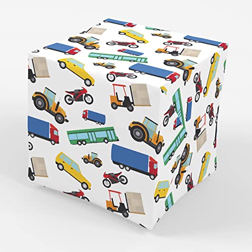 Transportation Party Gift Wrapping Paper - Folded Flat 30 x 20 Inch - 3 Sheets