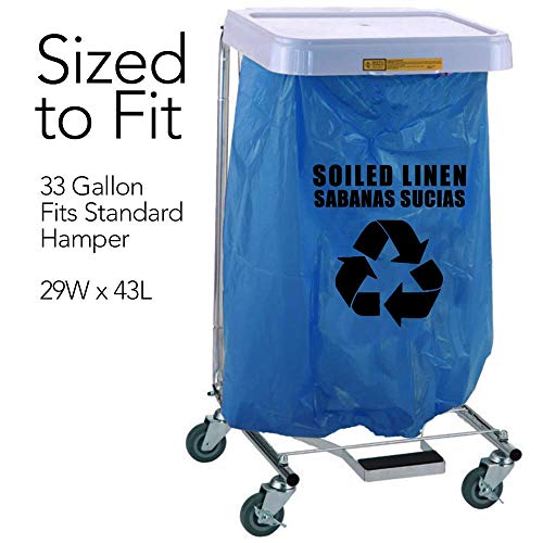 Resilia Heavy Duty Soiled Linen Bags - Hospital Waste Disposal, Laundry Bag, Trash Liner, Sanitary Storage, Dark Blue, 33 Gallon, 29x43 inch, 25 Bags