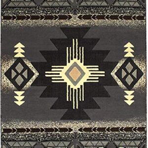 Southwest Native American Indian Gray Area Rug Design #CR187 (5 Feet 3 Inch X 7 Feet 5 Inch)