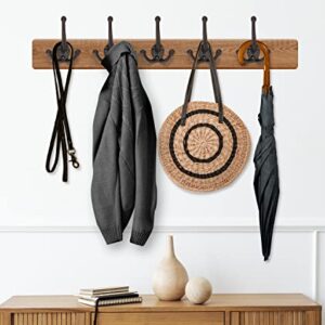 Ambipolar 5-Pack TriLeg Coat Hooks. Wall Mounted, Heavy Duty Decorative Black Wall Hooks for Mudroom, Hat Rack, Purse Hooks. Cast Iron Decorative ‎Antique Black Hooks