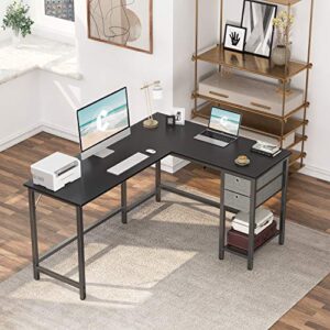 Cubiker L-Shaped Computer Desk, Home Office Corner Desk with Non-Woven Drawer, Sturdy Writing Table, Space-Saving, Easy to Assemble