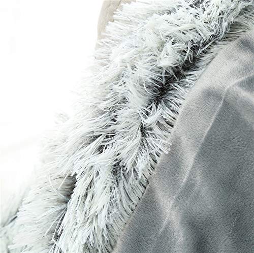 YOU SA Shaggy Longfur Faux Fur Throw Blanket, Microfiber Blanket for Couch Bed Chair Photo Props (Grey Based,63''x79'')