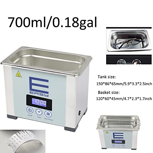 Ultrasonic Jewelry Cleaning Machine 700ml Ultrasound Cavitation Machine Sonic Cleanerwith 1-10 LCD Digital Timer for Cleaning Diamond,Jewelry, Parts,Dental Tool,Watch,Eyeglasses,Carburetor,Nozzle