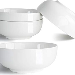 40 Ounces Soup Bowls, Salad Bowls, Cereal Bowls, Pasta Bowls, Pho Bowls, Durable Porcelain Off White Bowls Set of 4, 7 Inch