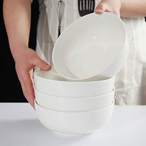 40 Ounces Soup Bowls, Salad Bowls, Cereal Bowls, Pasta Bowls, Pho Bowls, Durable Porcelain Off White Bowls Set of 4, 7 Inch