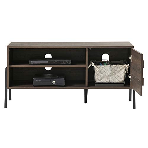 FITUEYES Mid-Century Modern TV Stand for TVs up to 55 Inch, Retro Media Console Table Entertainment Center with Cubby & Storage Cabinet, Television Stands for Living Room Bedroom, Espresso, 43 Inch