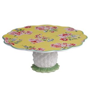 certified international english garden cake stand, 12" diameter x 4.75" high, multicolored