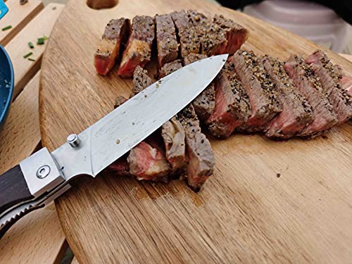 ZhengSheng 4.5" Folding Utility Knife 440A Stainless Steel Blade Natural Olive Handle Pocket Foldable Fruit knife peeling knife for Outdoor Camping Activities