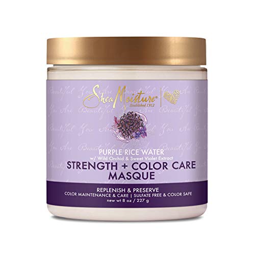 SheaMoisture Strength and Color Care Masque for Damaged Hair Purple Rice Water to Replenish and Preserve 8 oz