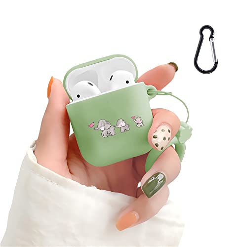 LuGeKe Compatible with Airpods 1&2 Soft Silicone Animals Case,Luxury Funny Cool Stylish Elephant Designer Cute Cover for Girls Boys Kids Teens Men Air pods (Support Wireless Charge,Elephant Flag)