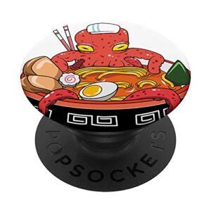 kawaii cute anime octopus otaku japanese ramen white popsockets popgrip: swappable grip for phones & tablets