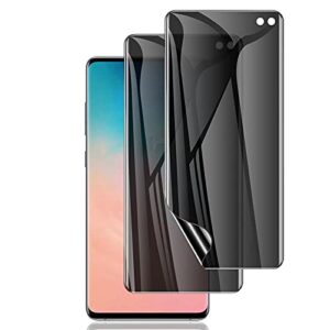 lywhl [2 pack] for samsung galaxy s10 plus privacy screen protector, anti-spy flexible film tpu screen protector for samsung galaxy s10 plus / s10+ [support fingerprint id] [easy installation frame]